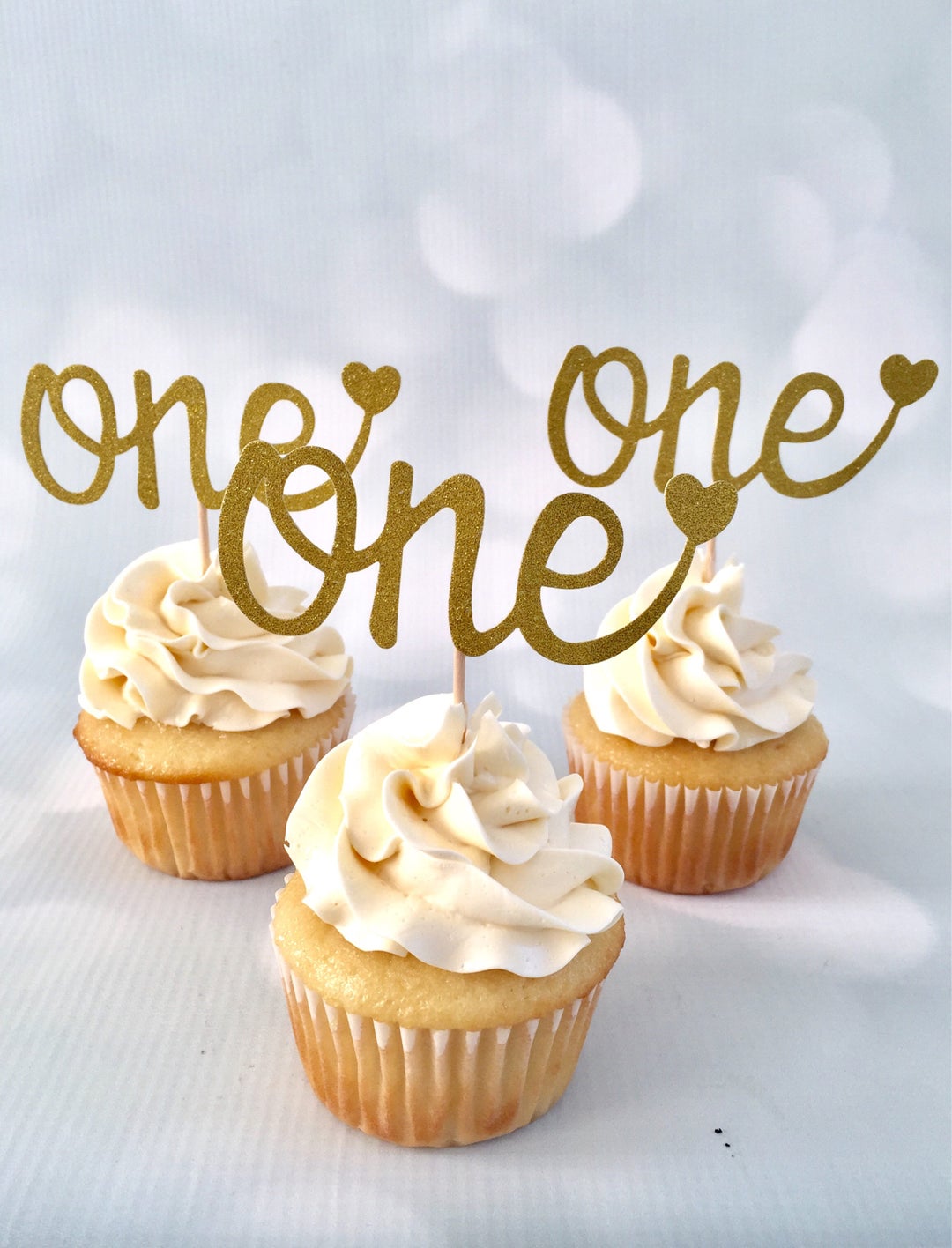 One Cake Topper One Cupcake Topper Gold Glitter Topper First Birthday ...