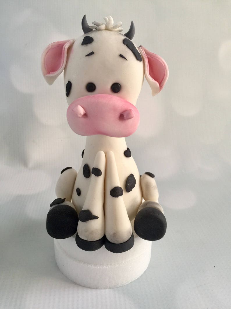 Fondant Cow Gumpaste Cow Farm Cake Topper Edible Cow Edible Cake Topper ...