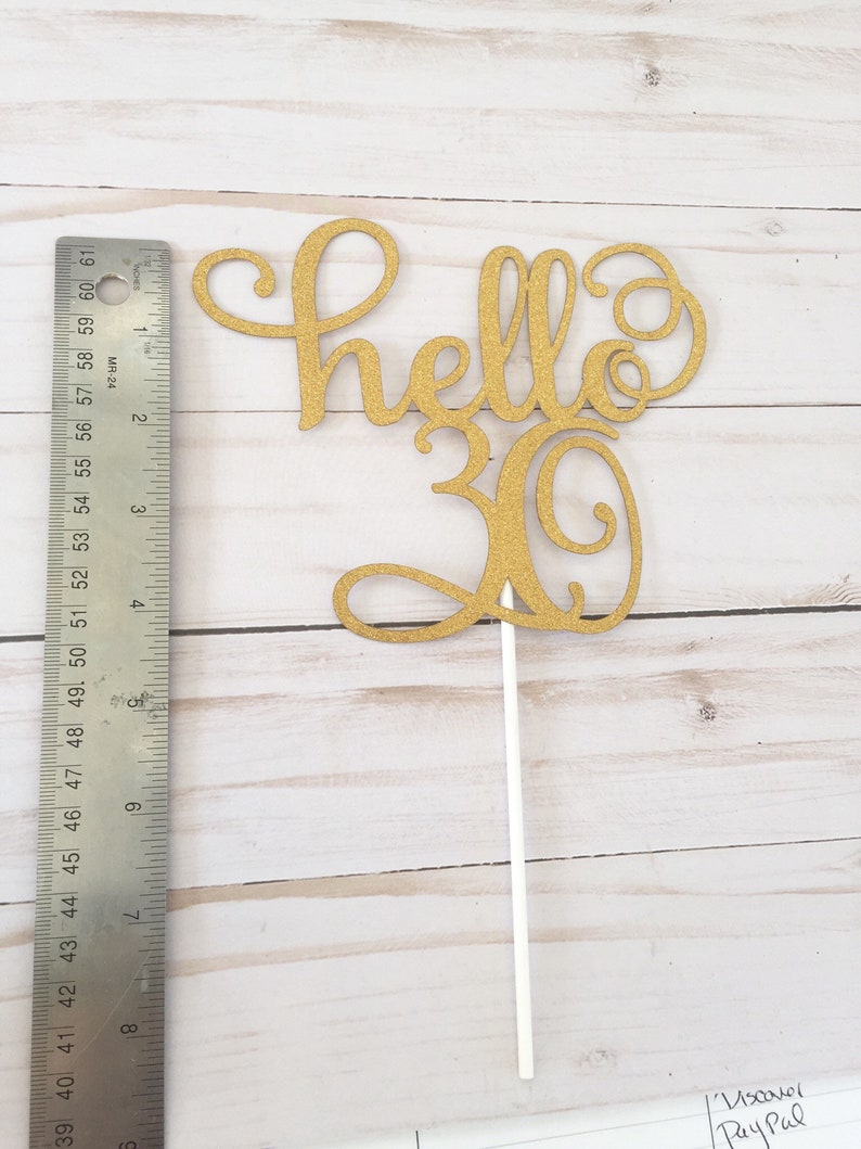 Hello 30 Cake Topper 30 Cupcake Topper Gold Glitter Topper 30th ...