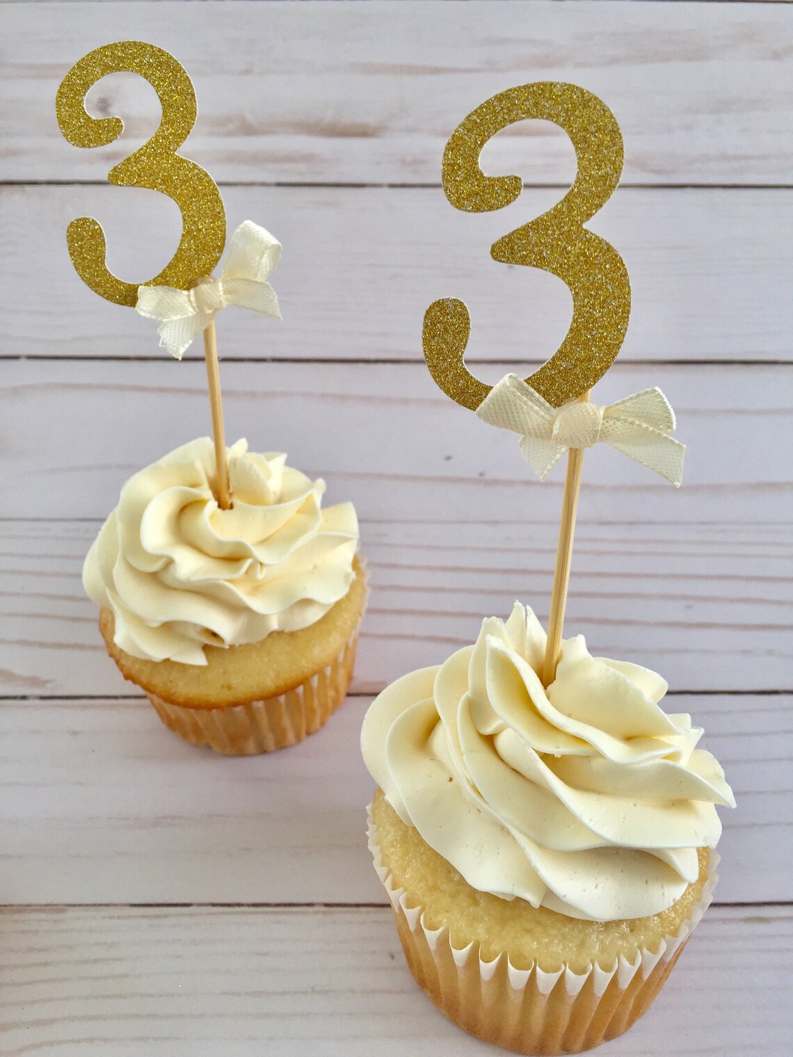 Number 3 Cake Topper 3 Cupcake Topper Gold Glitter Topper - Etsy