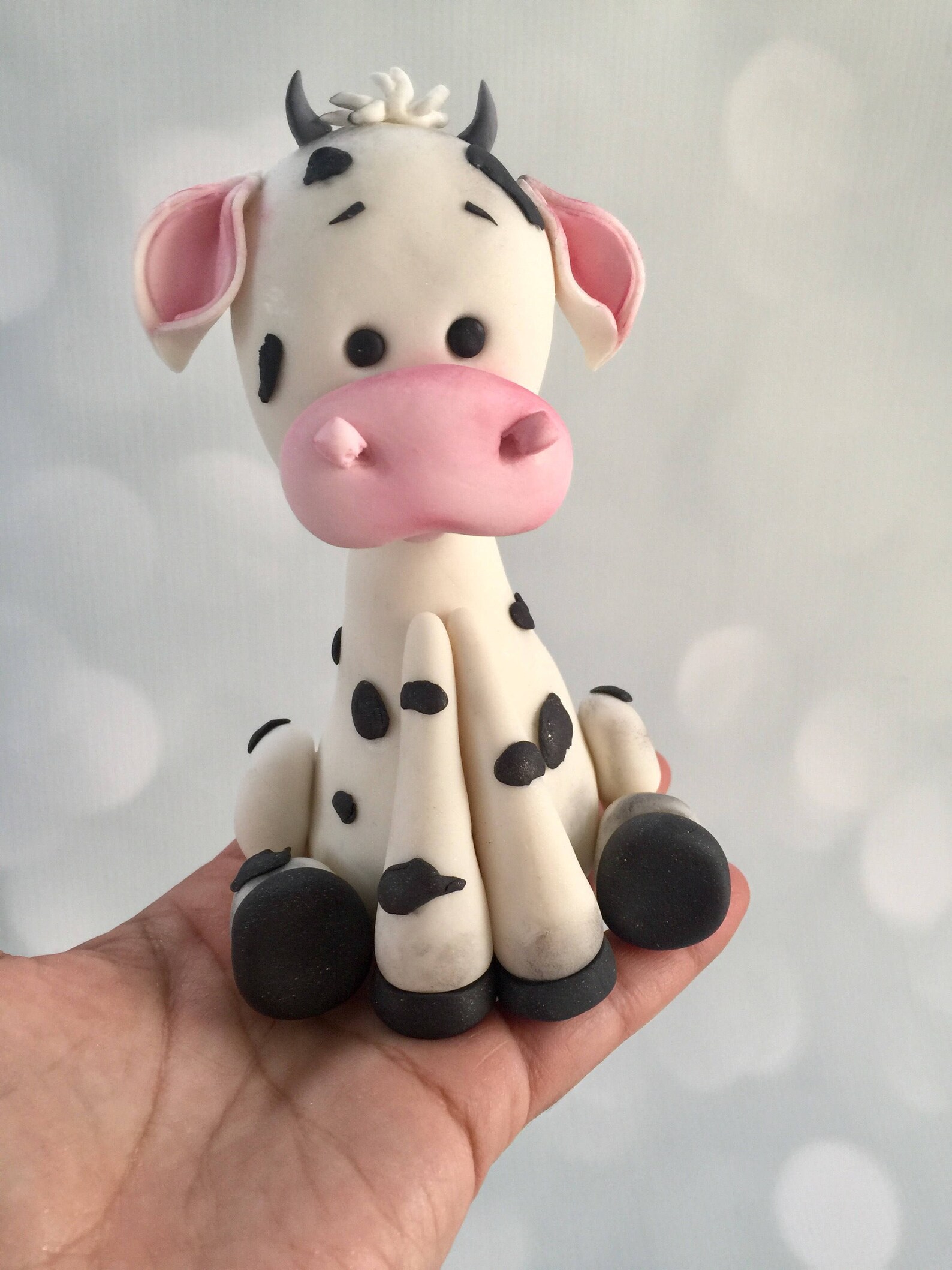 Fondant Cow Gumpaste Cow Farm Cake Topper Edible Cow Edible Cake Topper ...