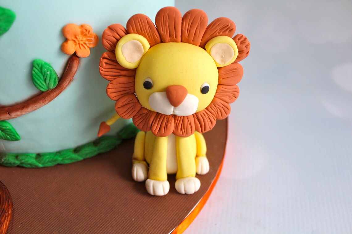 Fondant Lion Gumpaste Lion Safari Cake Topper Edible Lion Edible Cake ...