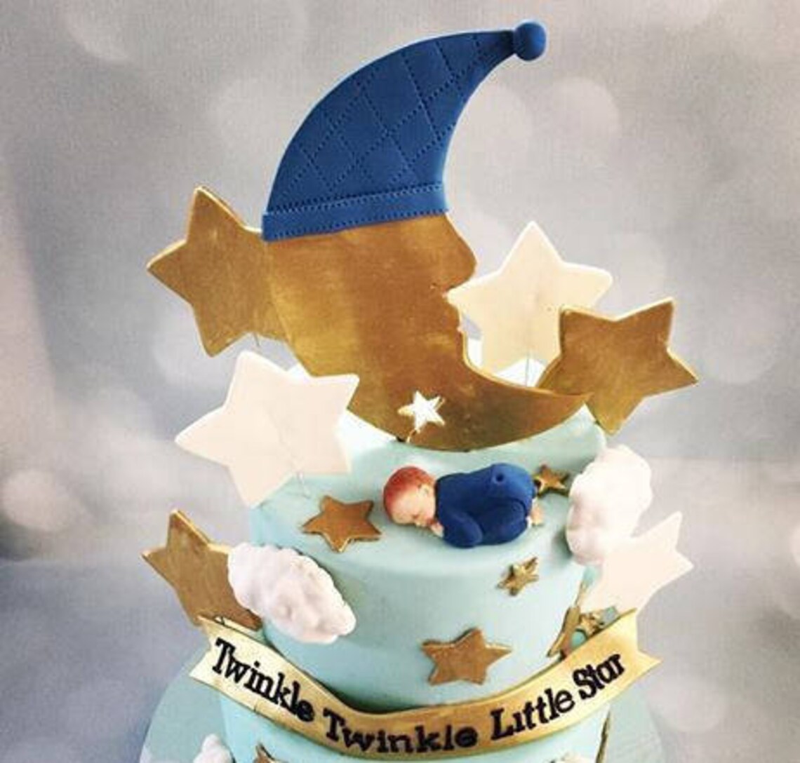 Half Moon Gumpaste Cake Topper Baby Shower Topper Twinkle | Etsy