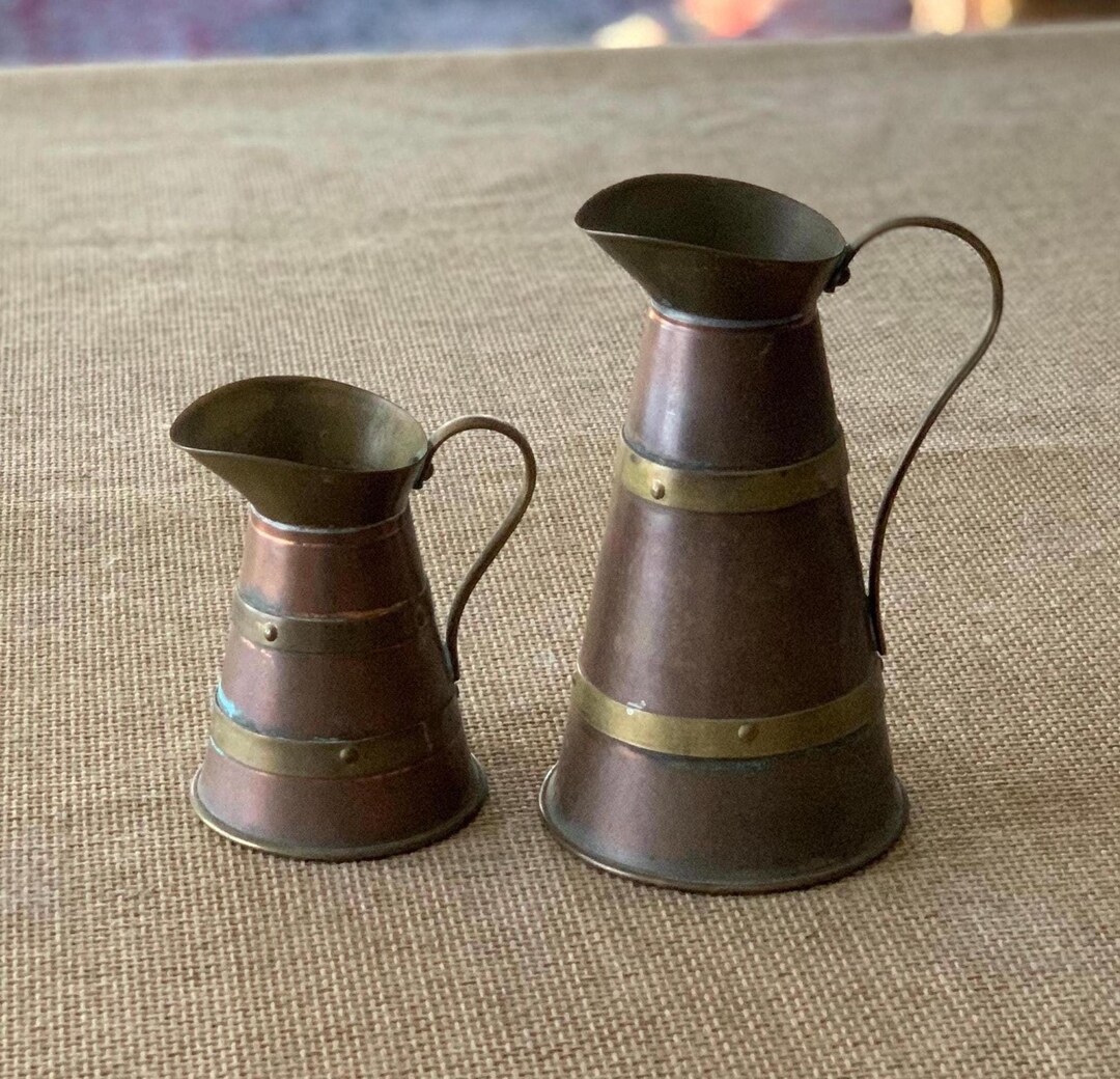 Vintage Copper and Brass Pitcher Set Made in England Small Copper ...