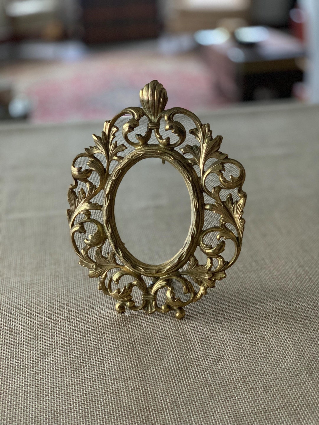 Vintage Wrought Iron Picture Frame Gold Art Nouveau Tabletop Frame ...