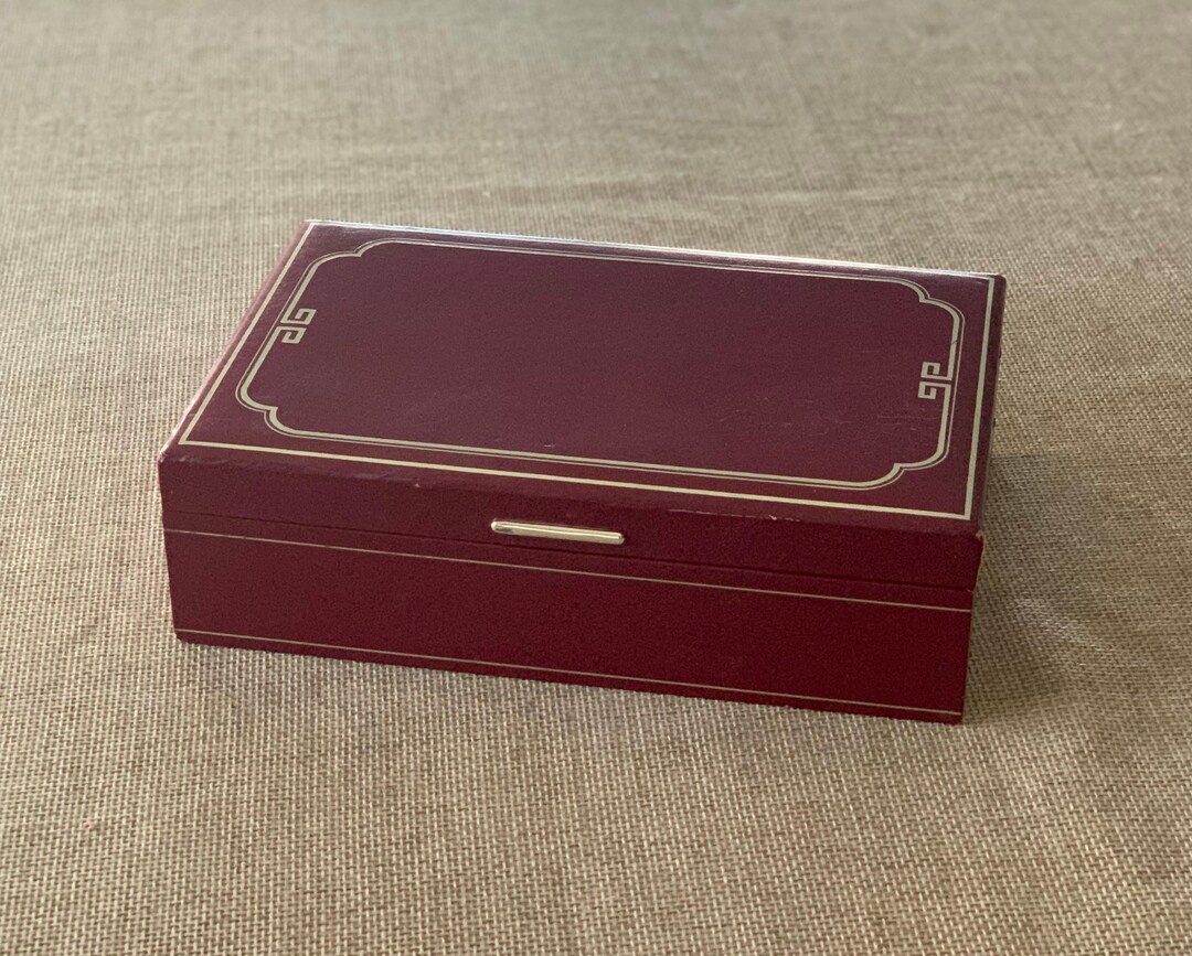 Vintage Jewelry Box Red Jewelry Box Satin Lining Jewelry Storage ...