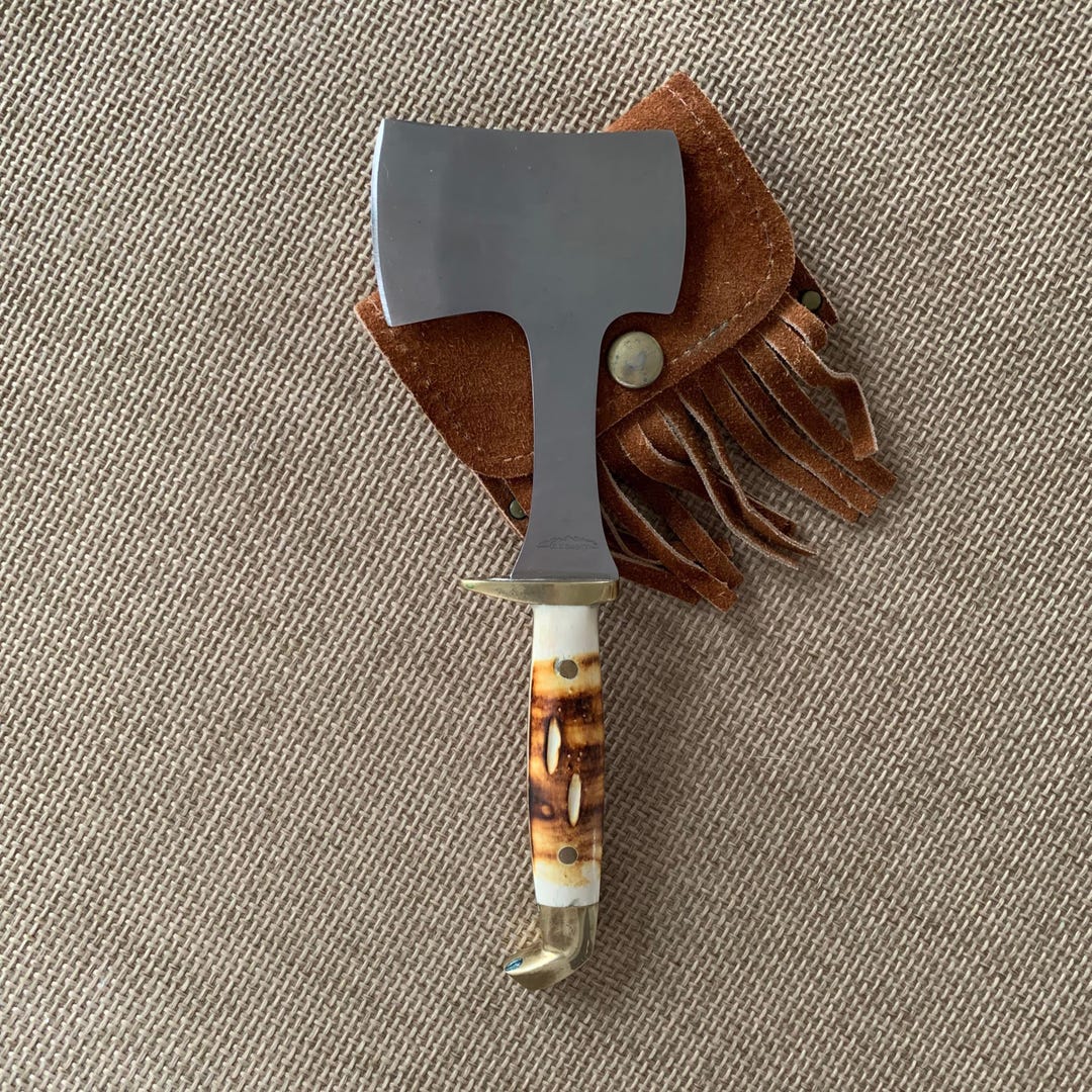 Vintage Old Smokey Hatchet: OS-50 Pakistan, Bone-style Handle & Suede ...
