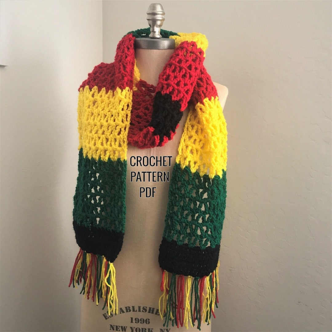Rasta Vibes Scarf CROCHET PATTERN - Digital Download PDF - Etsy