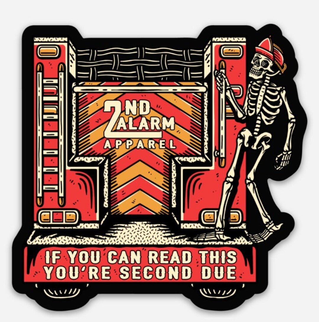 2nd Due Sticker - Thin Red Line, Funny Fire Fighter Sticker, Fire ...