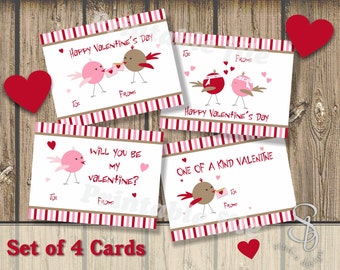 Printable kids owl valentine card DIY valentine set | Etsy