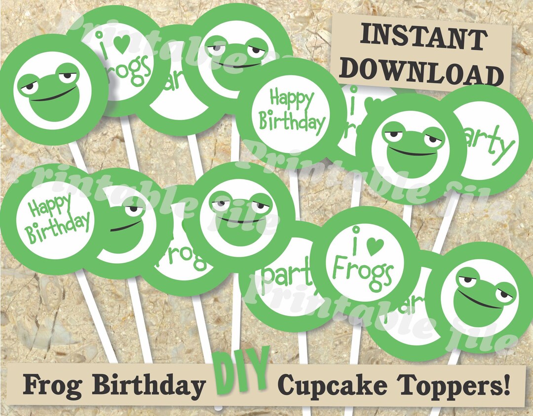 Frog Birthday Cupcake Toppers DIY Printable Instant Download - Etsy