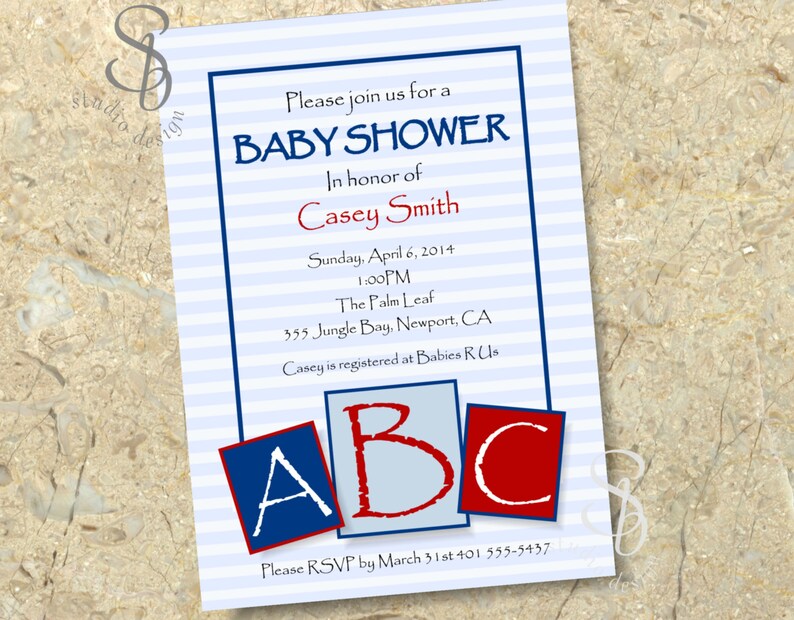 ABC Baby Shower Invitation DIY - Etsy