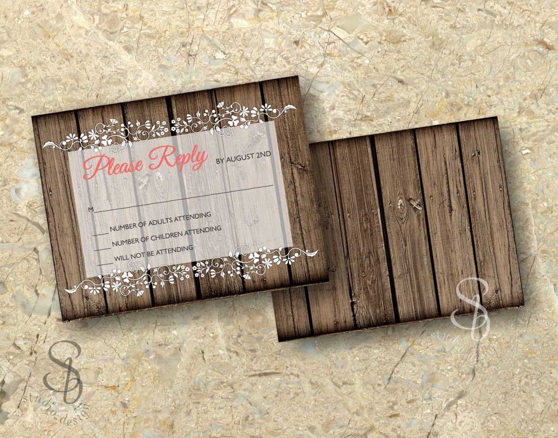 Rustic Wedding Invitation and RSVP Set - Etsy