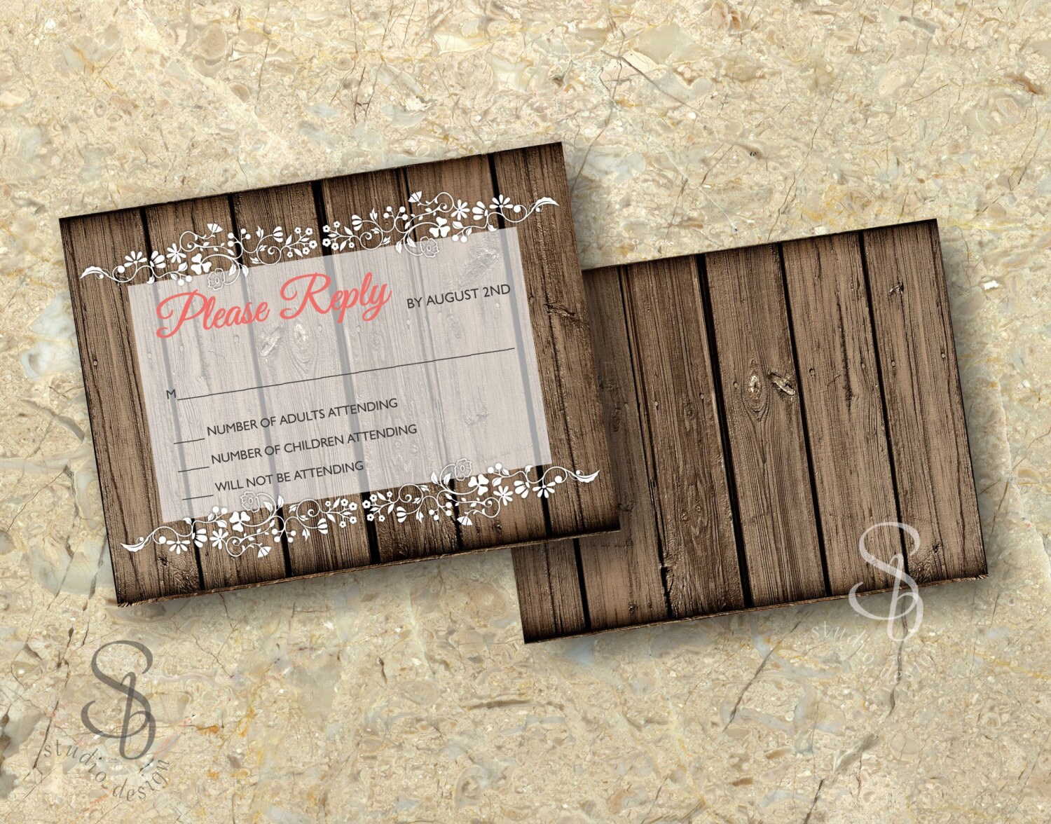 Rustic Wedding Invitation and RSVP Set - Etsy
