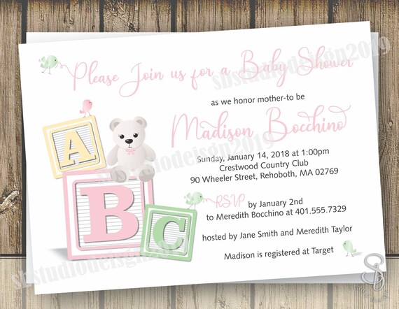 Abc Block Baby Shower Invitations