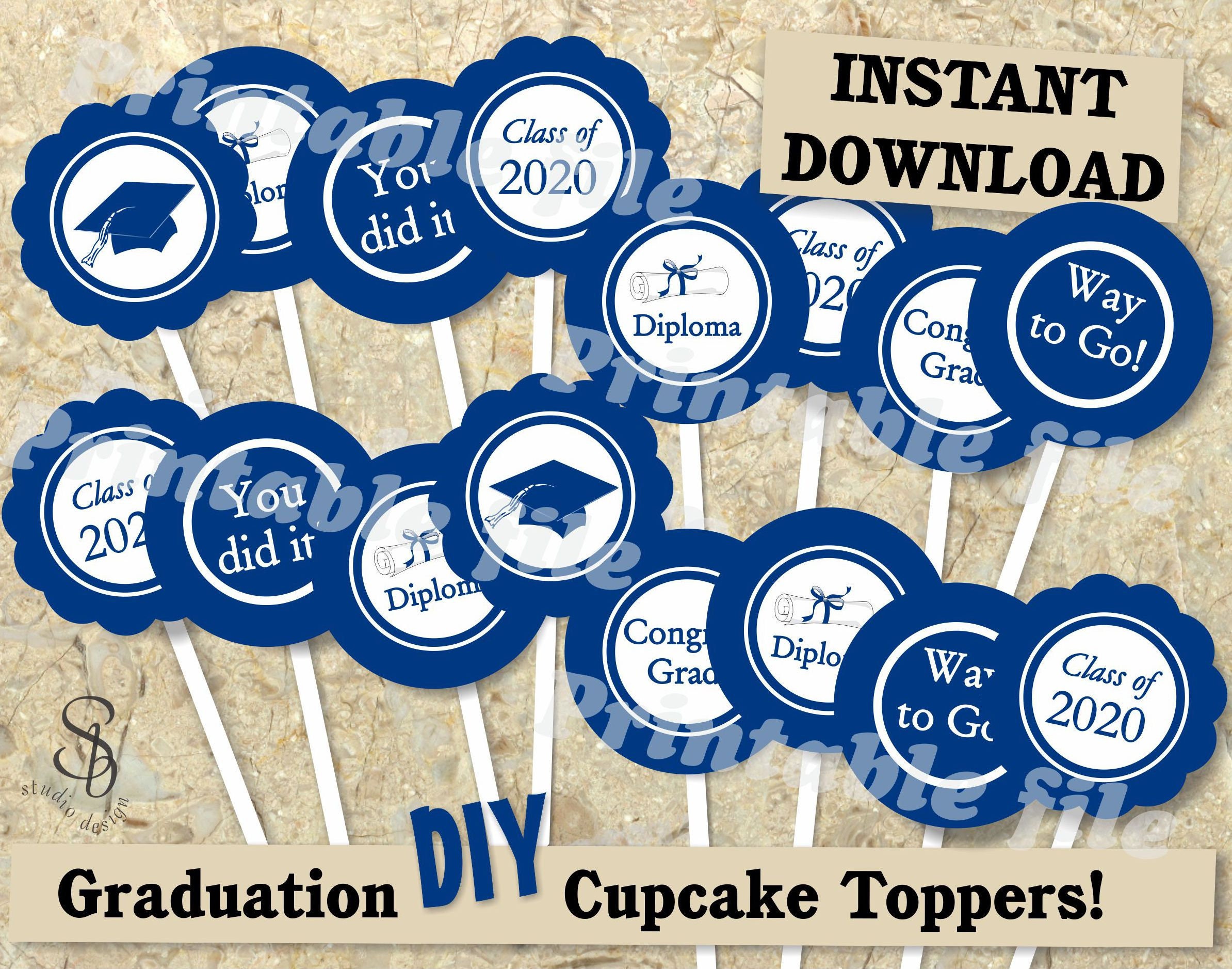 graduation-cupcake-topper-in-blue-and-white-printable-template-etsy