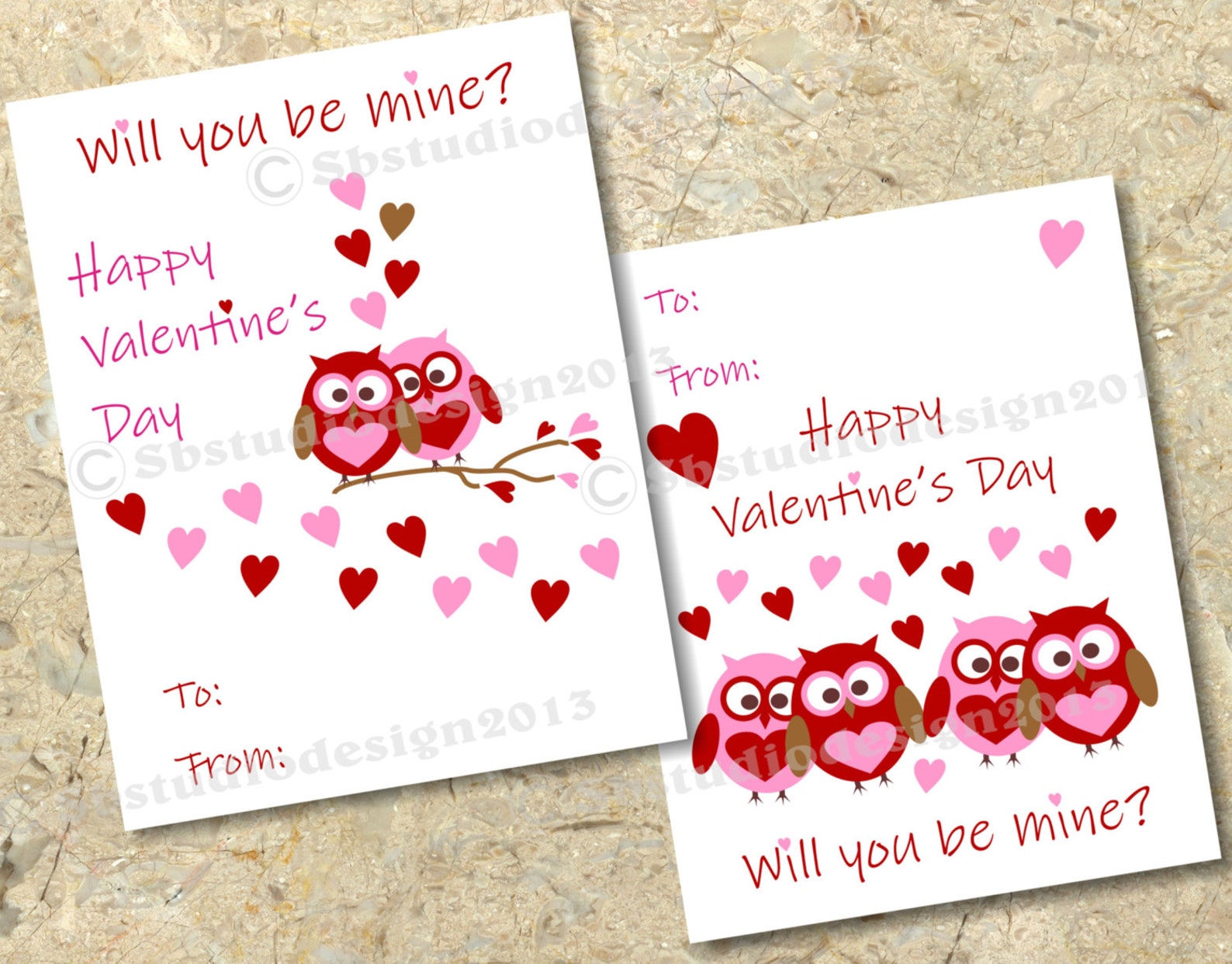 Printable Kids Owl Valentine Card, DIY Valentine Set Instant Download ...