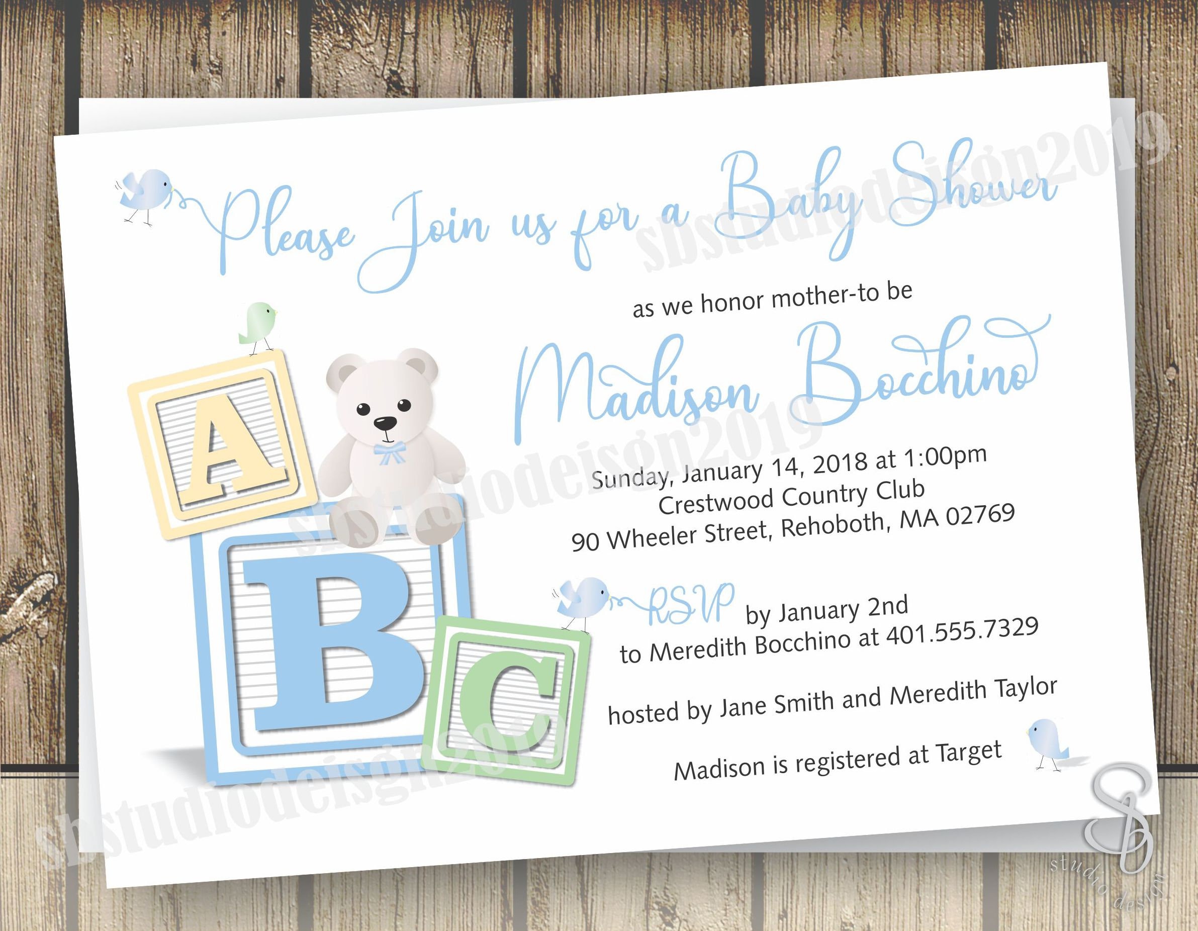 ABC Baby Shower Invitation. Baby Blocks Baby Shower. - Etsy