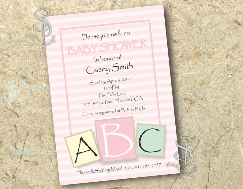 ABC Baby Shower Invitation DIY - Etsy