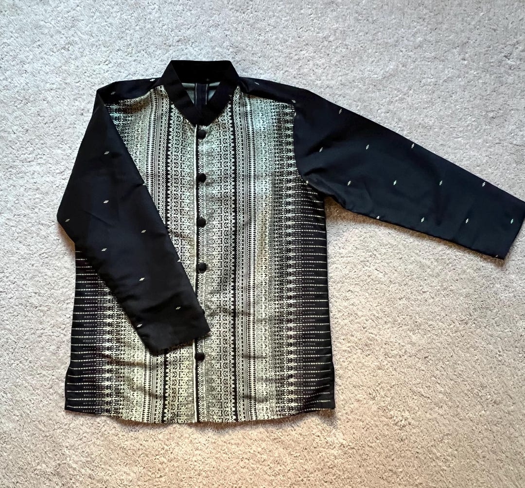 Asian L Chest 42 Men's Shirt, Black Gold Khmer Thai Lao, Asian ...