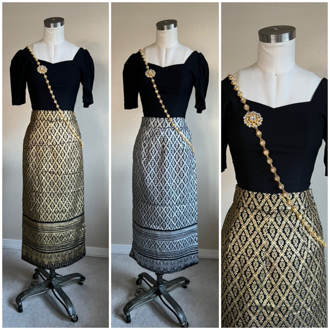 Size S-M, Thai Stretchy Skirt & Top, Bodycon Skirt, Cambodian, Thailand ...