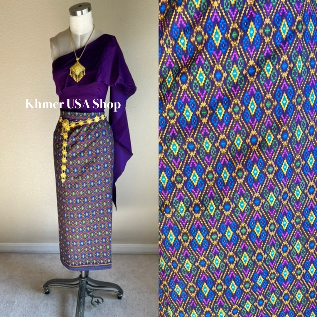 Small, Sarong Fold Skirt & Stretchy Sabai Top, Cambodian, Thai ...
