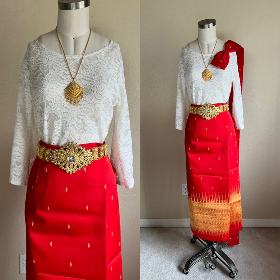 Size 8-12, Blouse & Skirt, Khmer Outfit USA, Cambodian Formal Dress ...