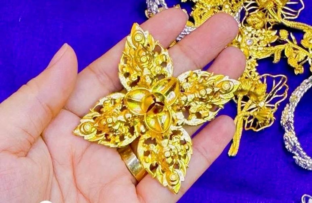 Khmer Gold Plated Brooch, Romdul, Rumdual, Cambodian Traditional ...
