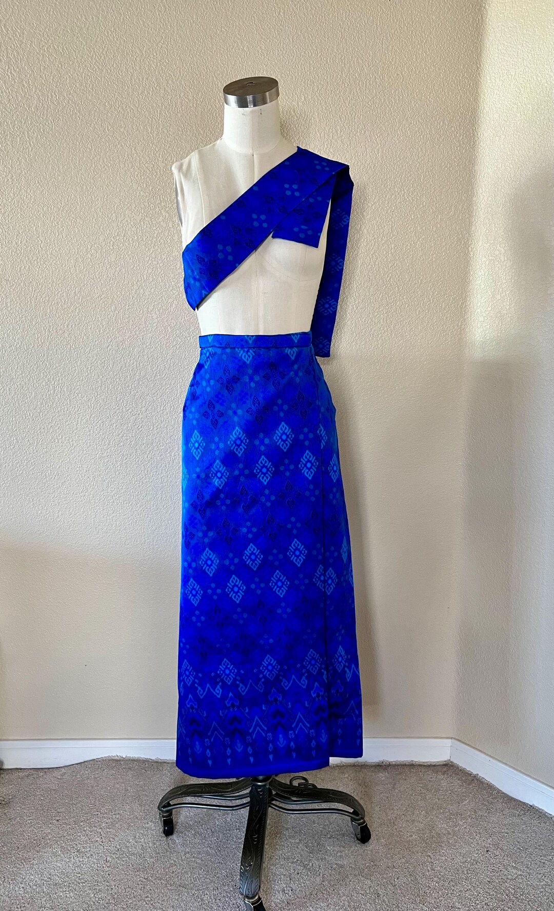 Khmer 2XL Waist 34”, Traditional Blue Sompot Bot, Cambodian ...