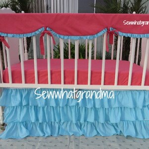 3 Sides Skirt, Aqua, Ruffle Crib Skirt, Crib Dust Ruffle, Modern ...