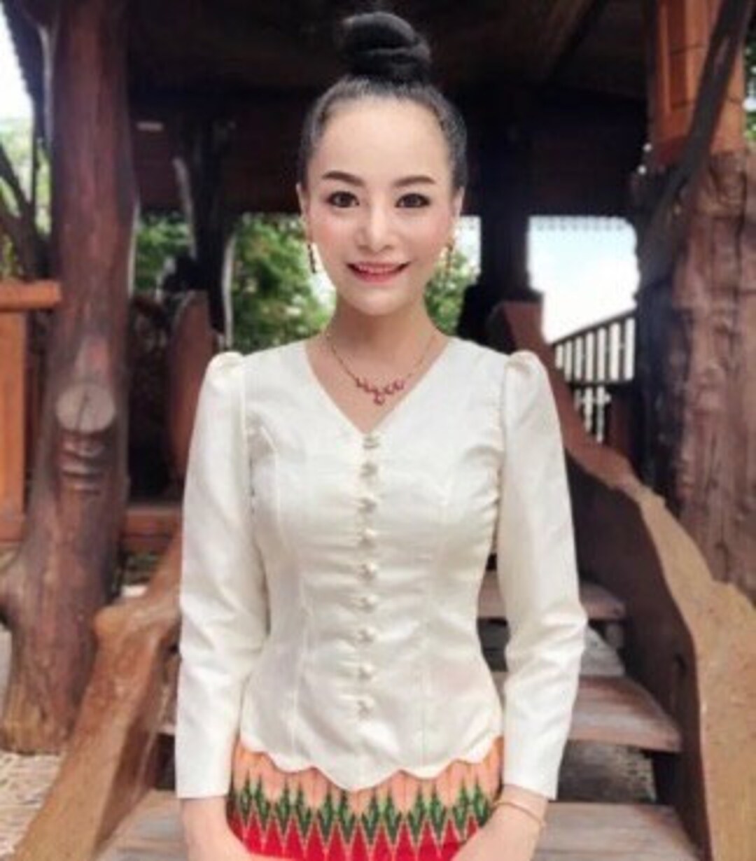 4XL Chest 44” Waist 40” Traditional Blouse, Thai Top, Khmer, Thai, Lao ...