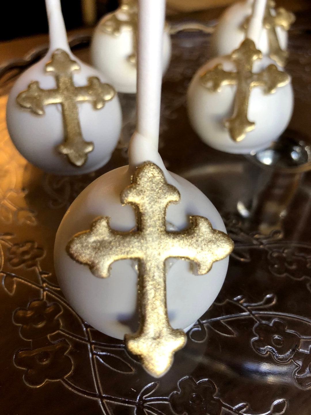 Baptism "gold Cross" Cake Pop - Etsy