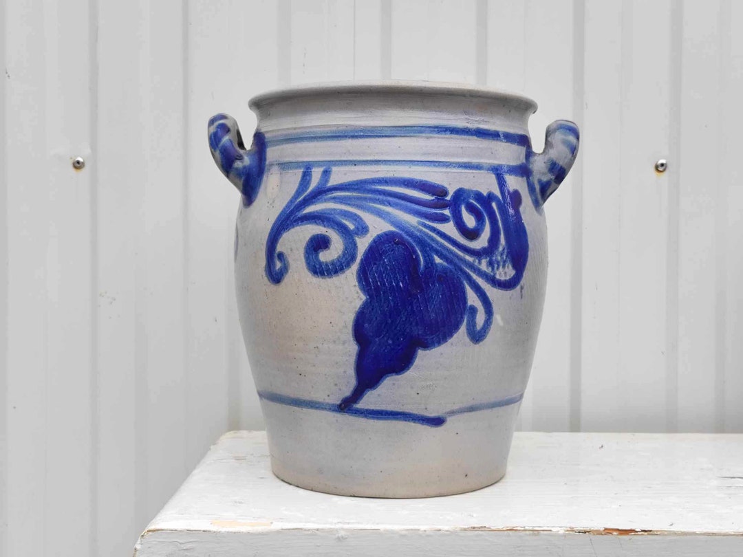 Big Ceramic Pot - Salt Glazed - Blue Westerwald Pot - Country Decor - Etsy