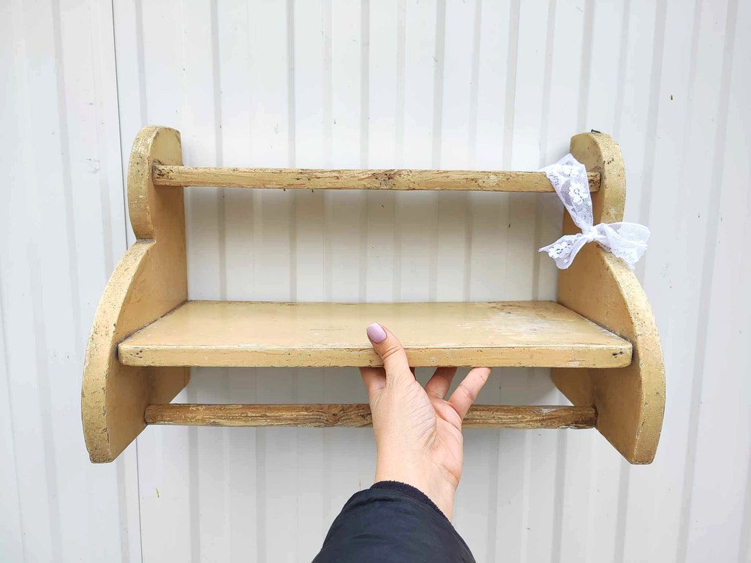 Vintage Wooden Shelf - Wooden Kitchen Rack - Kitchen Shelf - Wall ...