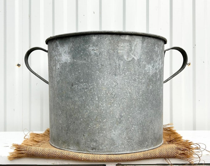 XL Vintage Galvanized Zinc Planter - Hungarian Two Handled Pot - Garden ...