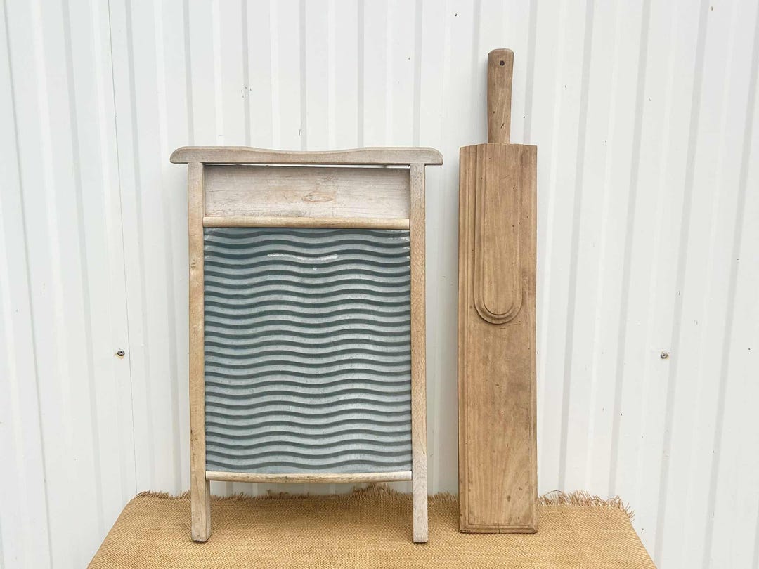 Antique Wood and Zinc Wash Board & Mangle Board - Rustic Laundry Decor ...