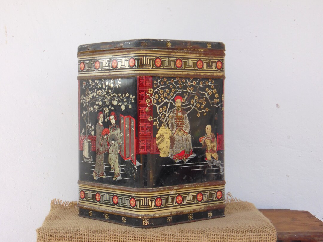 Antique Large Tea Box - Spice Box - Vintage Kitchen Canister - Kitchen ...