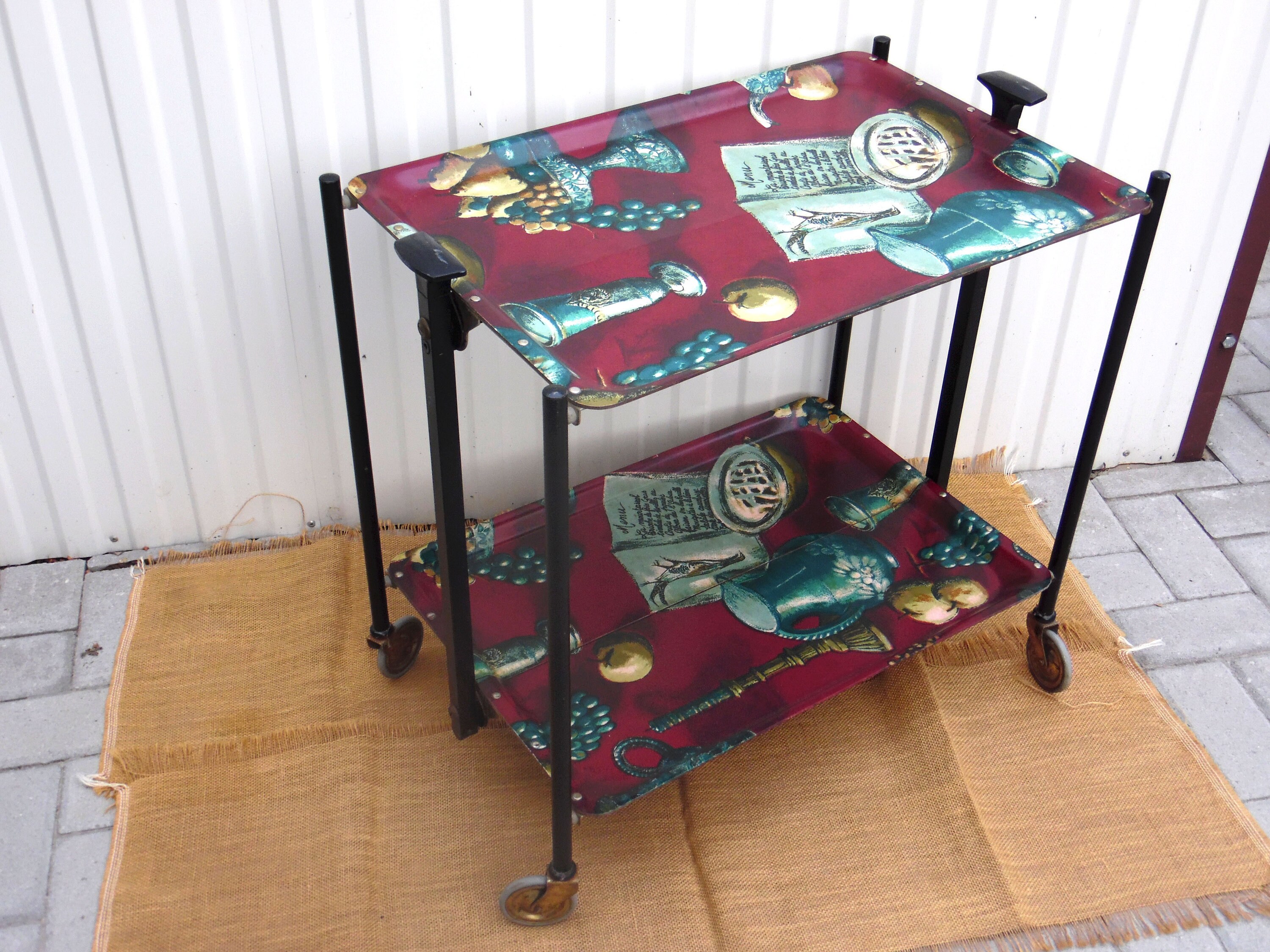 Vintage Rolling Bar Cart Foldable Trolley on Wheels | Etsy