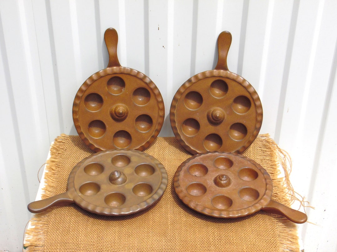 Set of 4 Ceramic Snail Plate – 6 Hole Escargot Serving Dish With ...