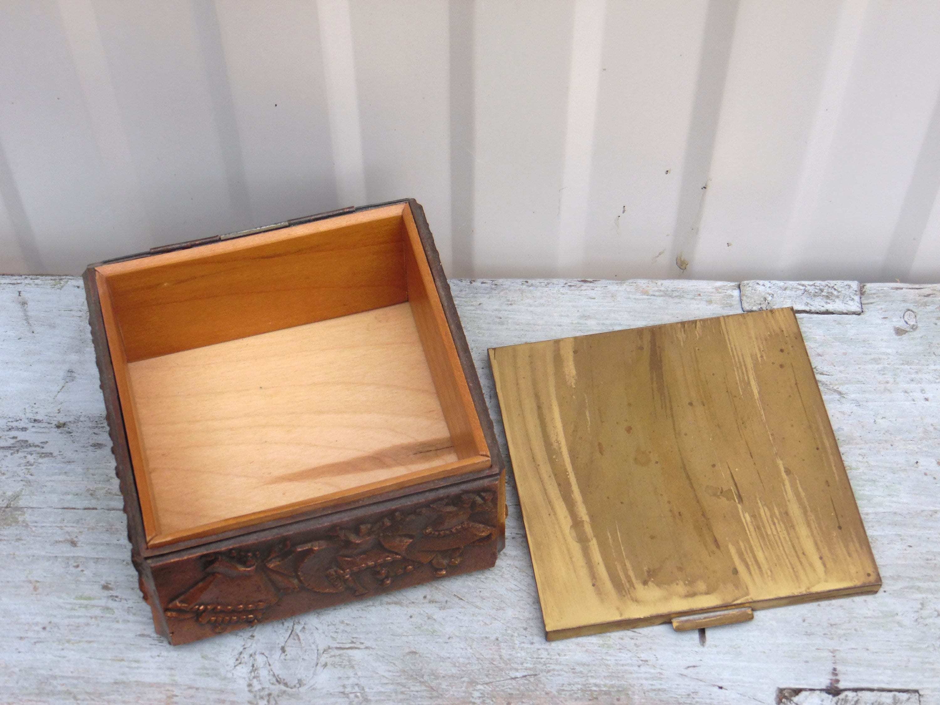 Vintage Wooden and Copper Box Storage Box | Etsy
