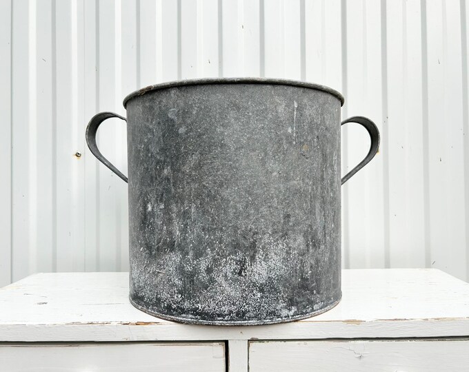 XL - Vintage Galvanized Zinc Planter - Hungarian Two Handled Pot ...