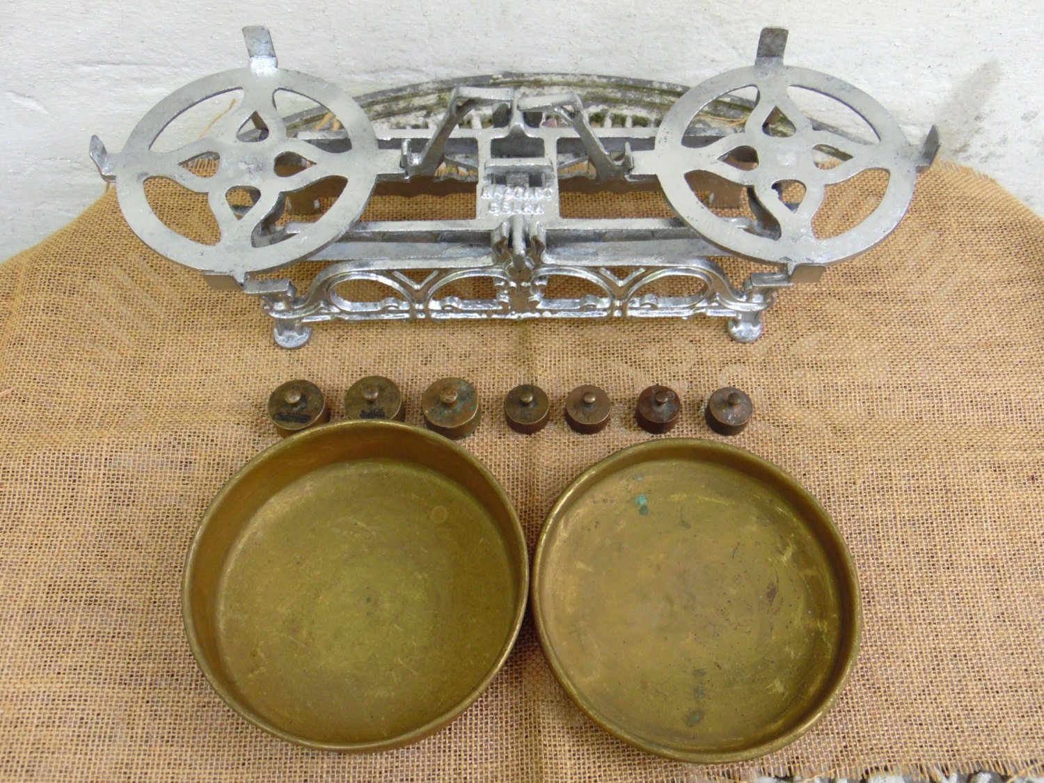 Antique Iron Kitchen Scale Antique Market Scale with Brass | Etsy