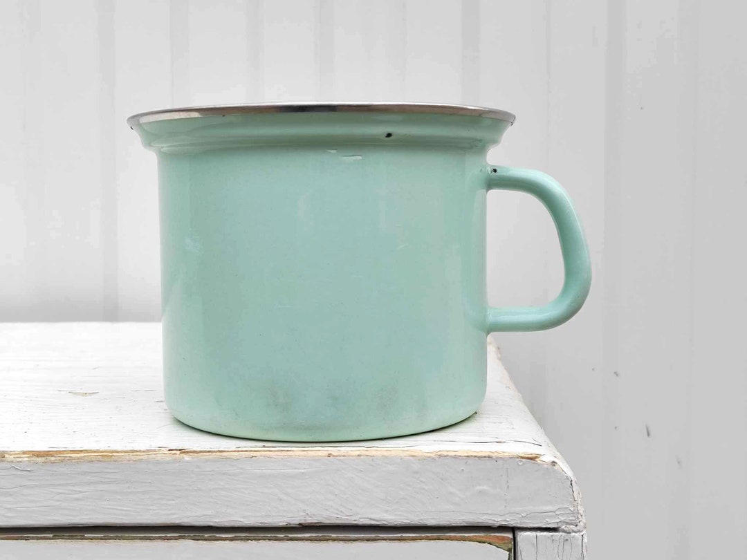 Vintage Large Enamel Mug - Mint Green Enamelware - Kitchenalia ...