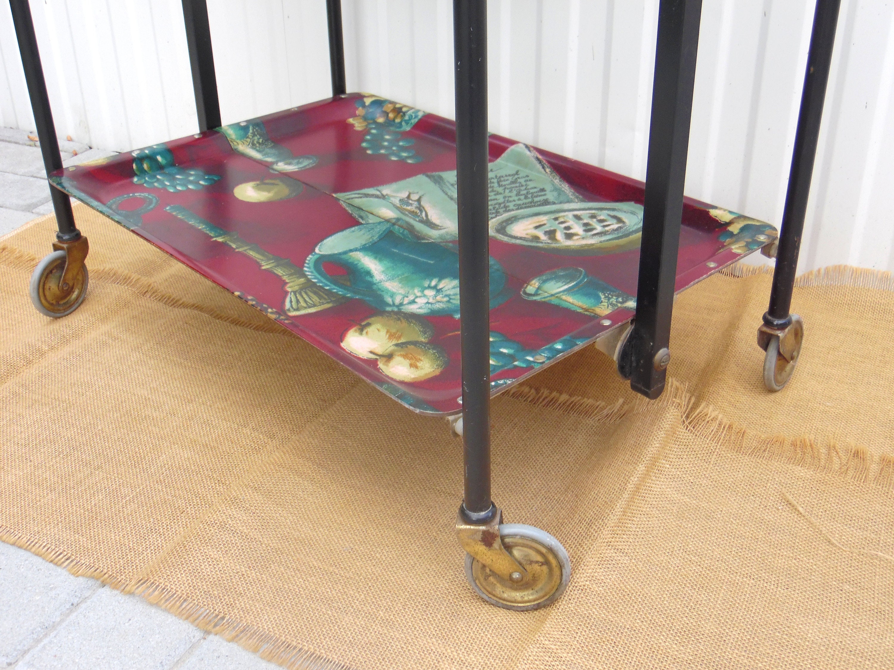 Vintage Rolling Bar Cart Foldable Trolley on Wheels | Etsy