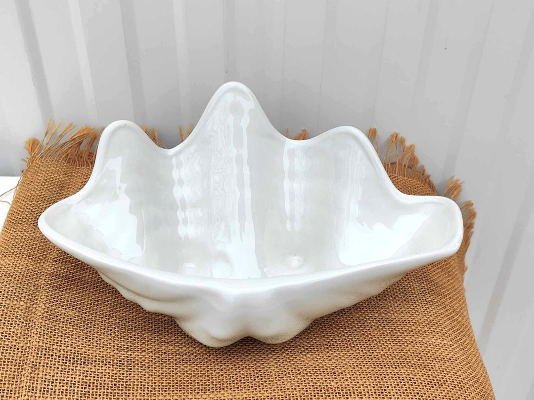 Vintage Large Ceramic Shell Planter Home Decor Indoor Garden Made in ...