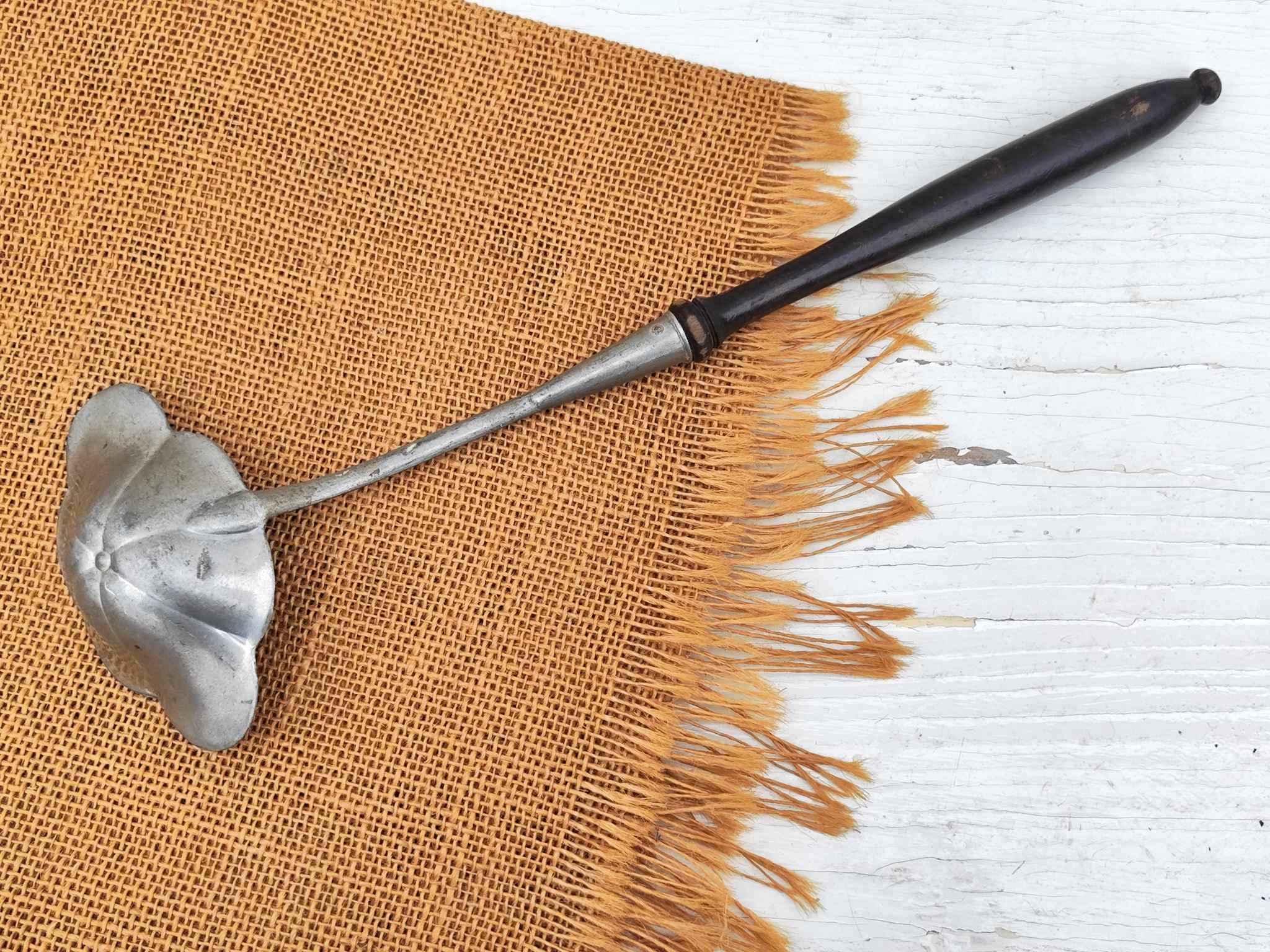 Vintage Tin Sauce Ladle With Wooden Handle - Rustic Kitchen Decor - Etsy