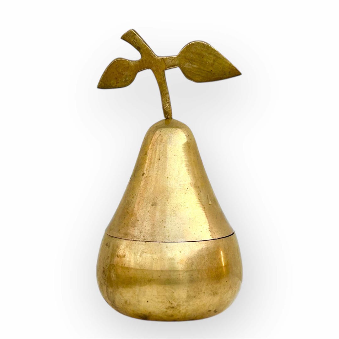 Vintage Solid Brass Pear - Trinket Holder - Brass Pear Decor ...