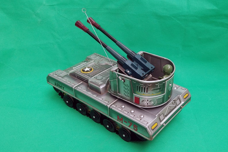 Vintage Tin Toy M-75 Giant Tank Battery Operated Japan - Etsy