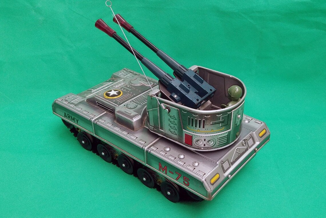 Vintage Tin Toy M-75 Giant Tank Battery Operated Japan - Etsy