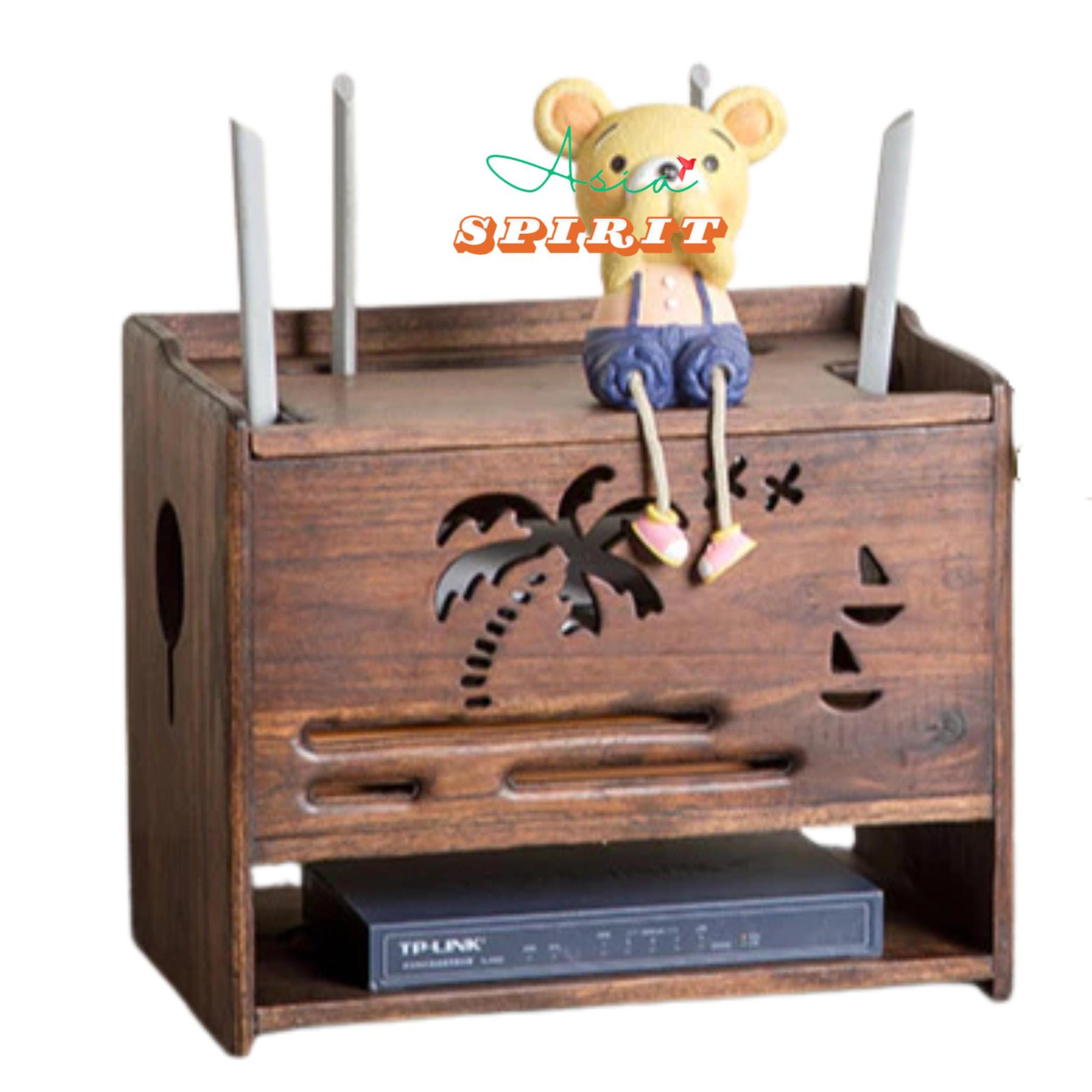 Teak Wood Wi-fi Router Box | Stylish Router Storage & Cable Management ...